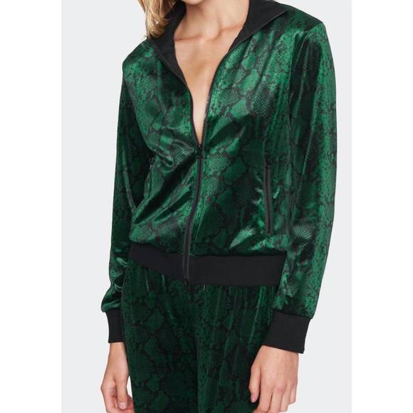 Pam & Gela | Jackets & Coats | New Pam Gela Stripe Snake Track Jacket In Evergreen | Poshmark